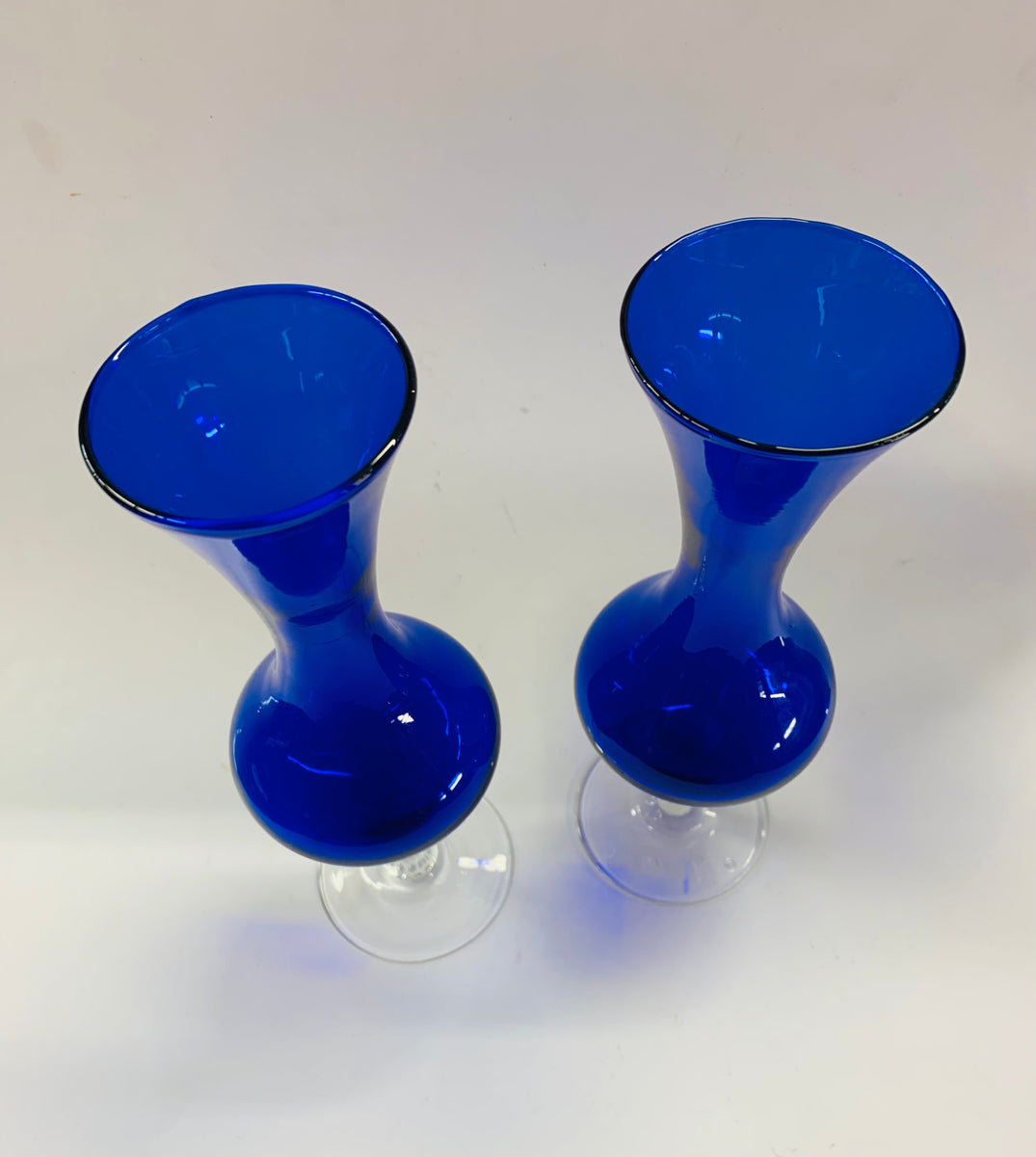Pair of cobalt blue twisted stem glass vases – Antique Alley