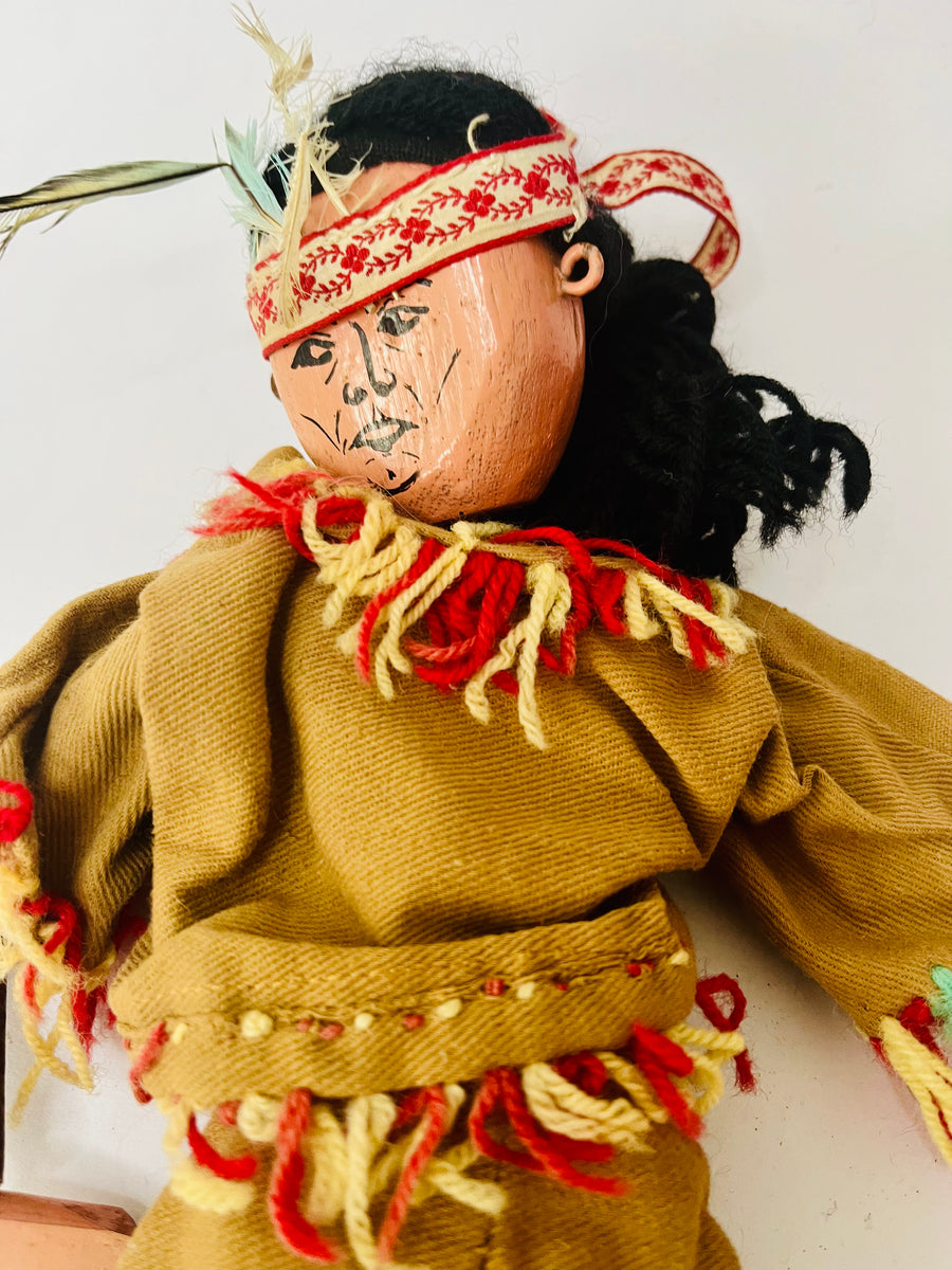 Wooden Hand Made American Indian Puppet – Antique Alley